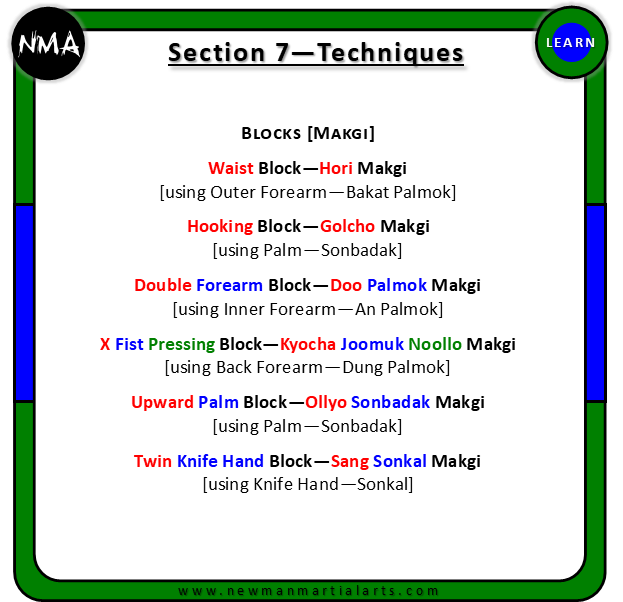 5th Kup Colour Flashcards – Newman Martial Arts
